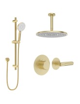 HAKK Thermostatic Shower Set 1 with Ceiling Arm Brushed Gold — FAB Hardware
